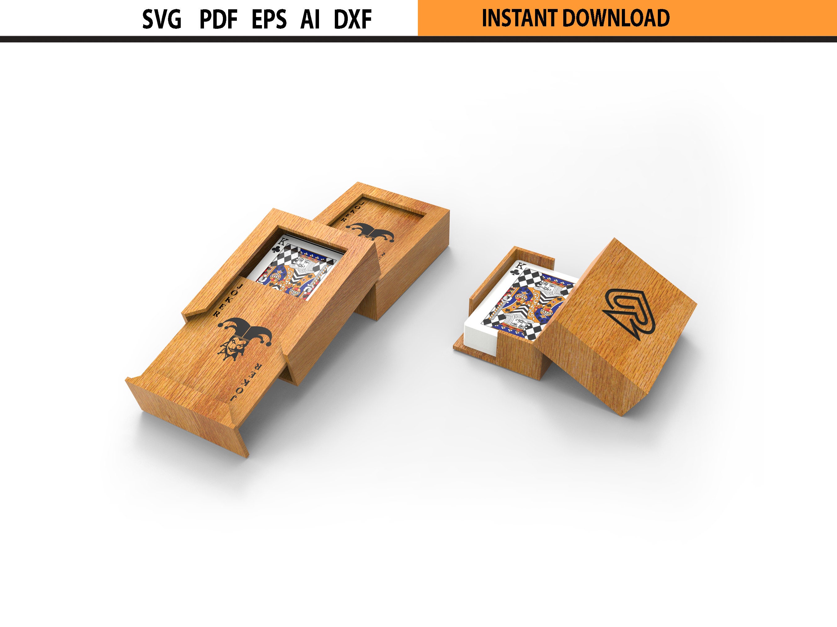 Laser Cut Poker Playing Cards Box Design File SVG 2set Bundle Playing ...