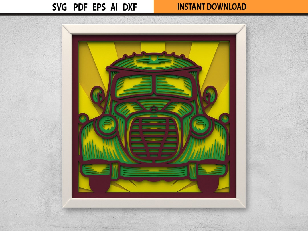 Classic Car 3D SVG Mandala, Volkswagen Beetle VW Bug Layered Shadow Box ...