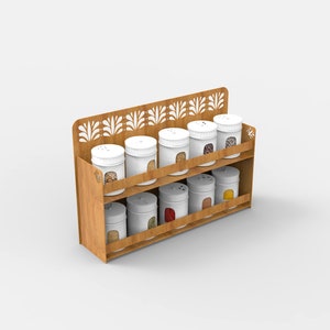 Laser Cut Spice Rack SVG Bundle – Wooden Kitchen Organizer (digital ...