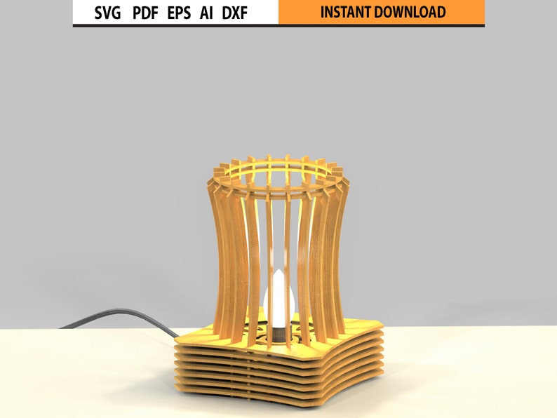 Decorative Table Lamp Laser Cut Modern Lampshade Plywood Cut Files SVG ...