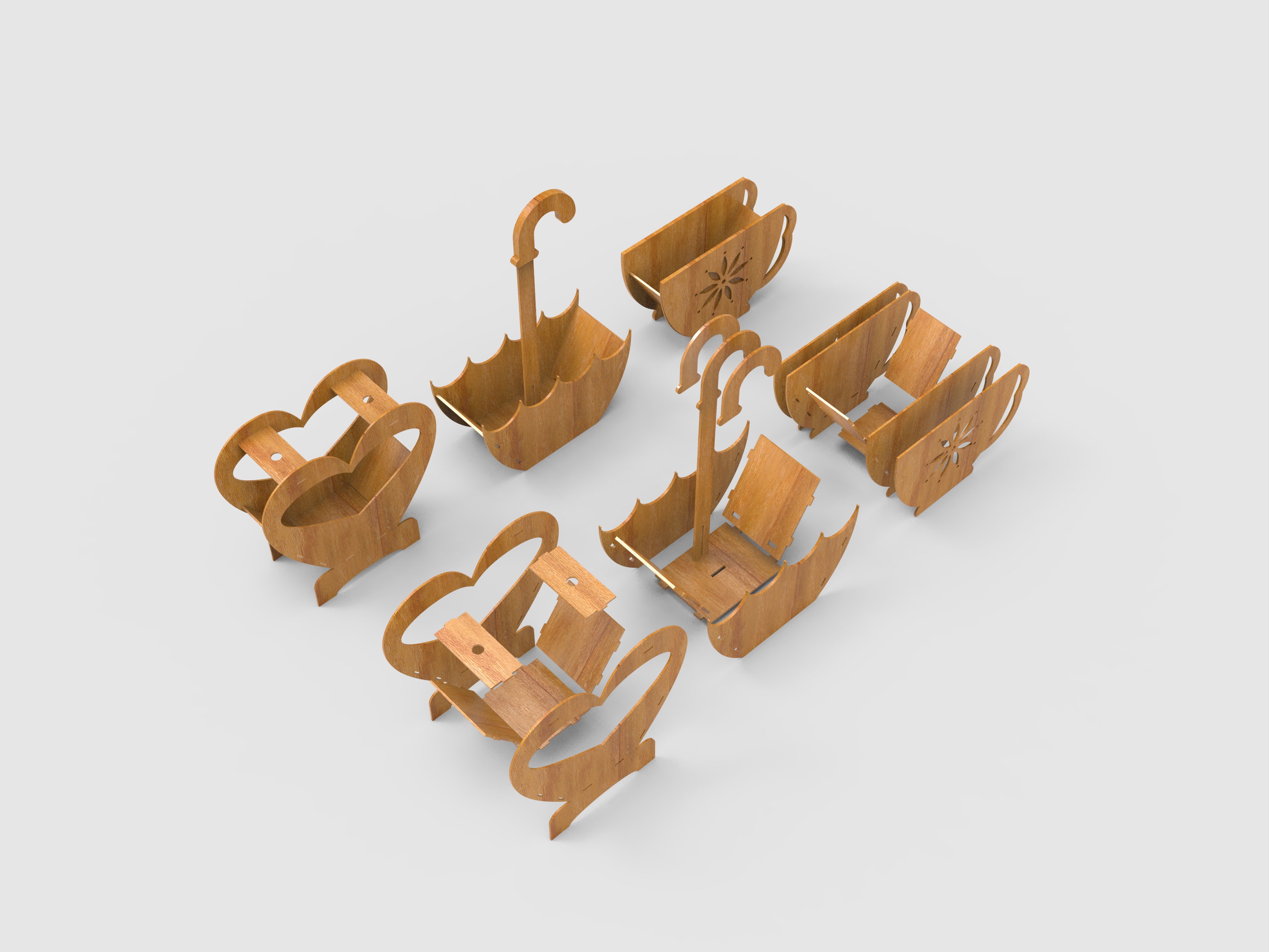 Laser Cut Flower Box Stand Holder Design Bundle SVG Files Set of 6 ...