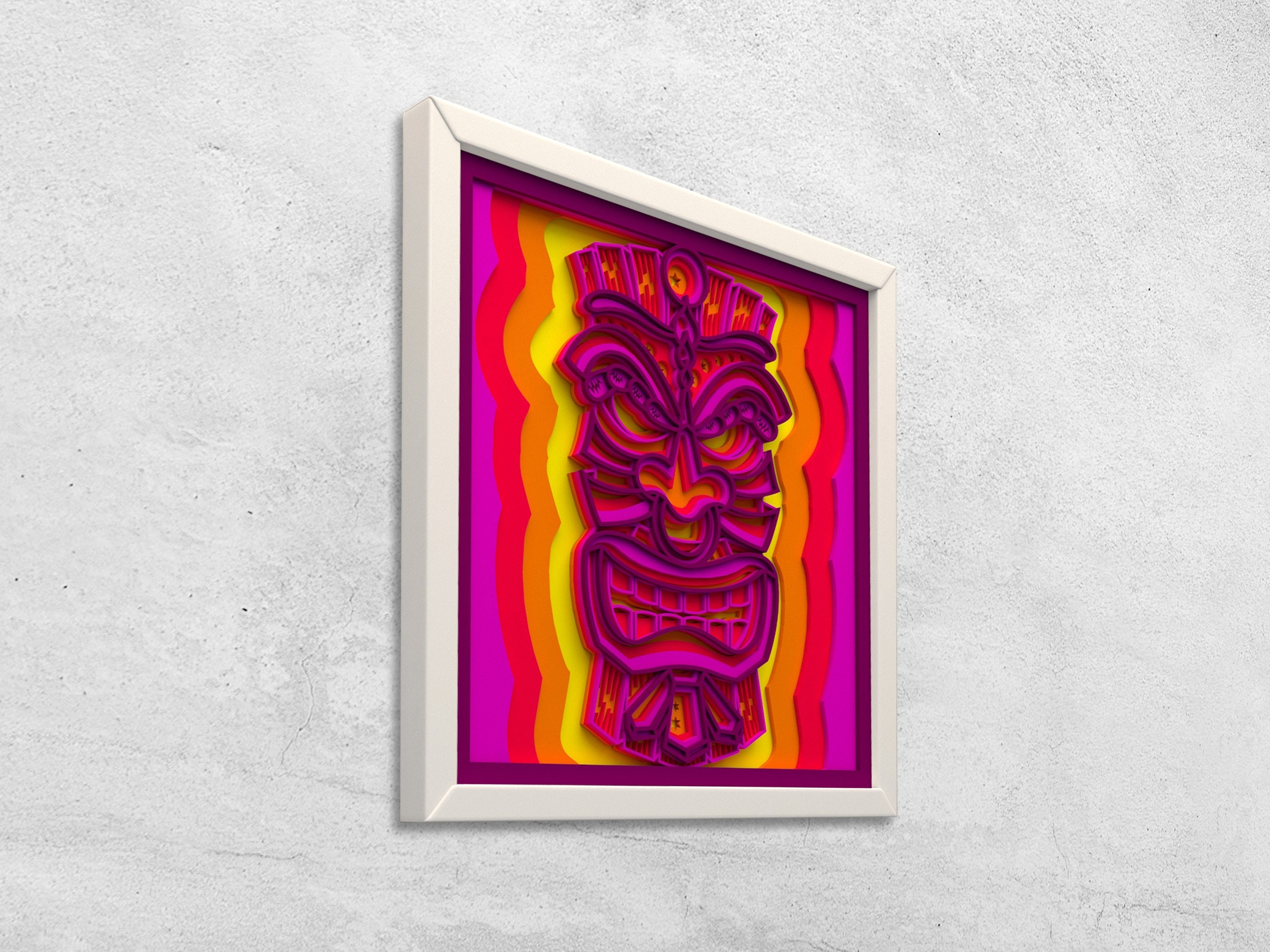 3D SVG Tiki Mask Layered Shadow Box DXF Mandala Tiki Indian - Etsy