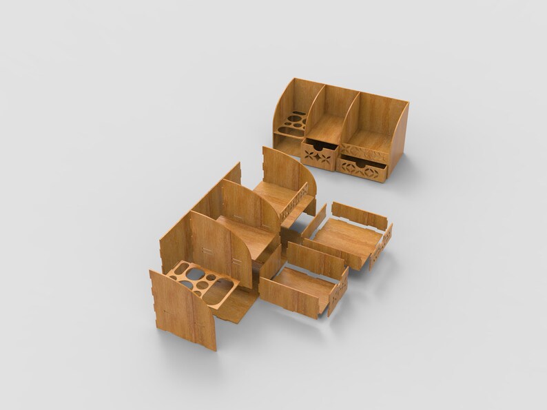 Laser Cut Makeup Organizer SVG Bundle | 2 Desktop Storage Box Designs ...