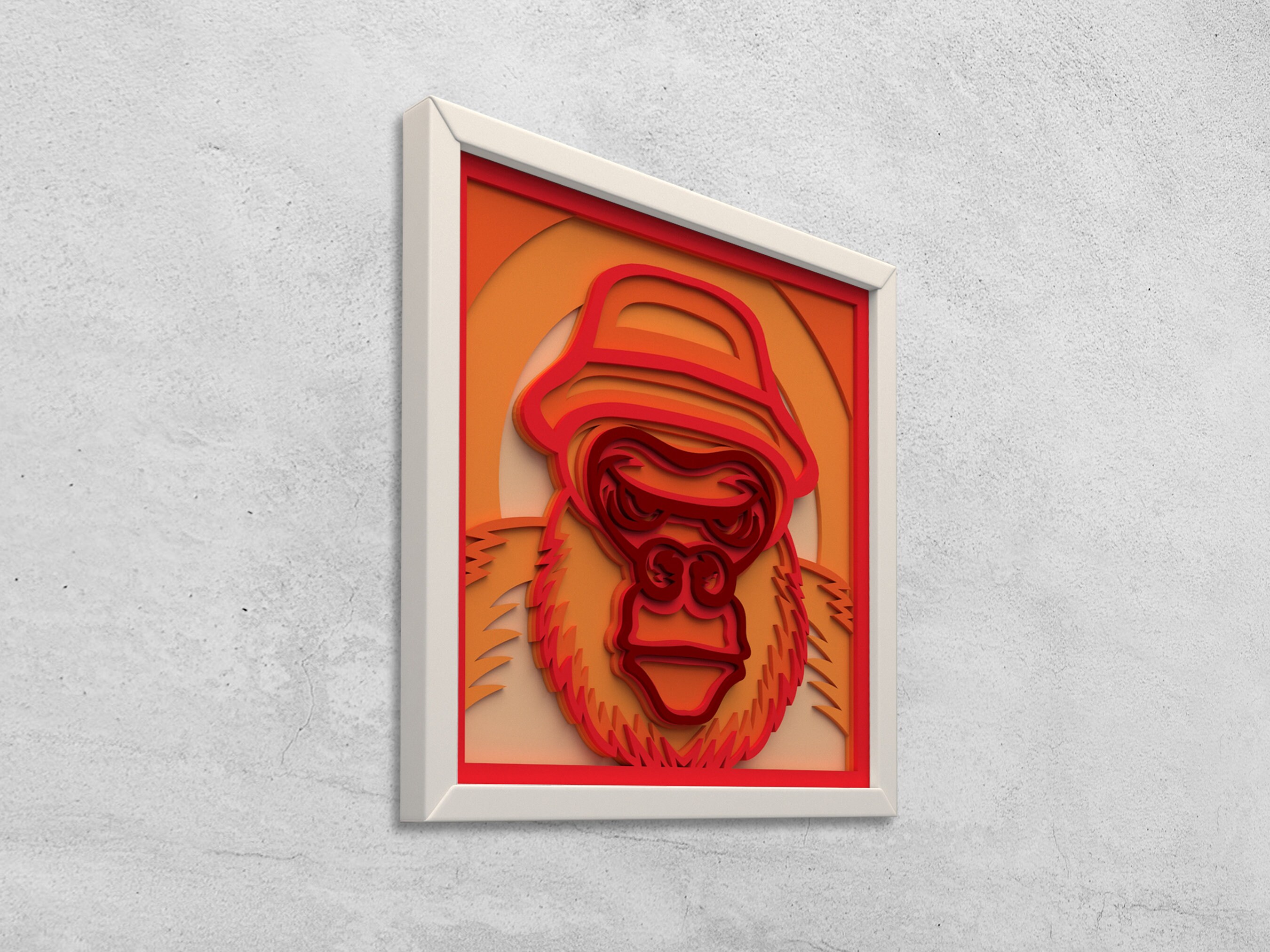 3D Multilayer Gorilla Shadow Box SVG Multilayer Mandala Wall Art 3D ...