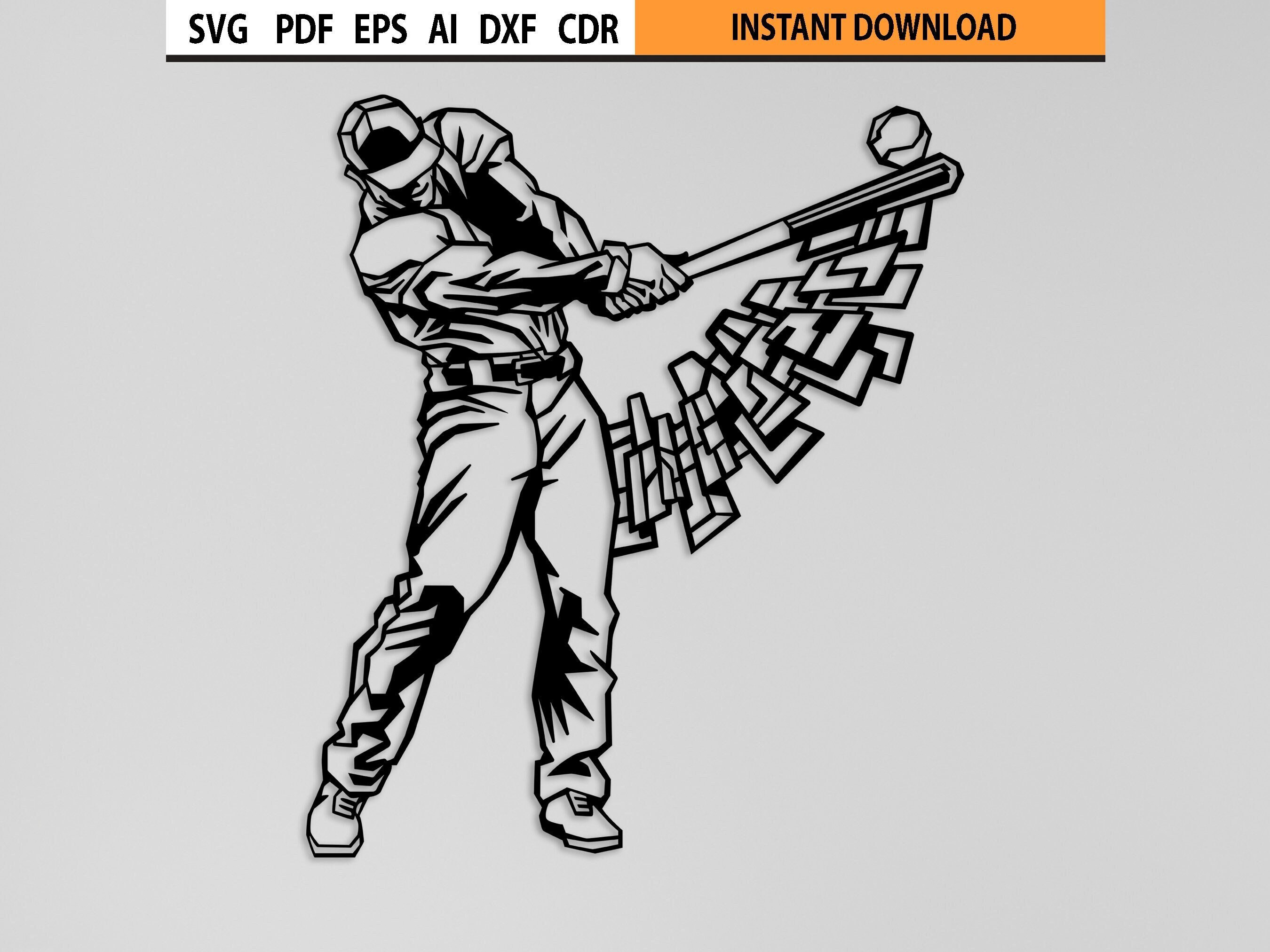 Baseball Player SVG Laser Cut , Baseball Player Batter SVG | Laser Cut ...