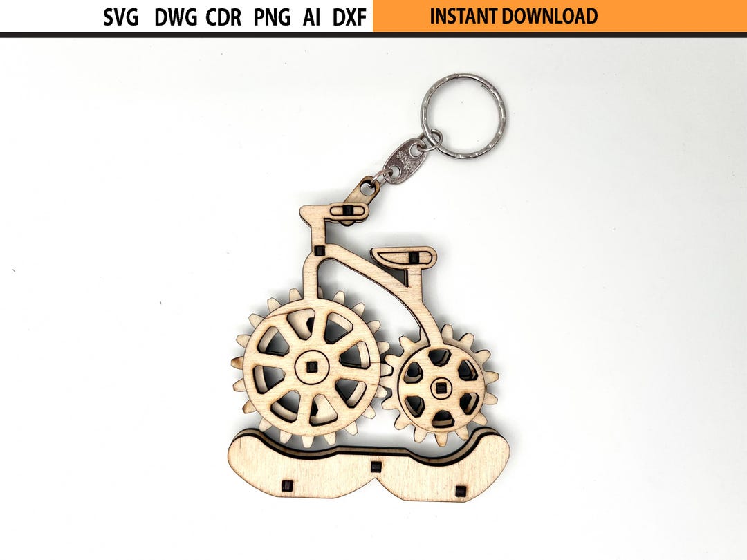 Laser Cut Penny Farthing Keychain File | Movable Wooden Toy (svg, Ai ...