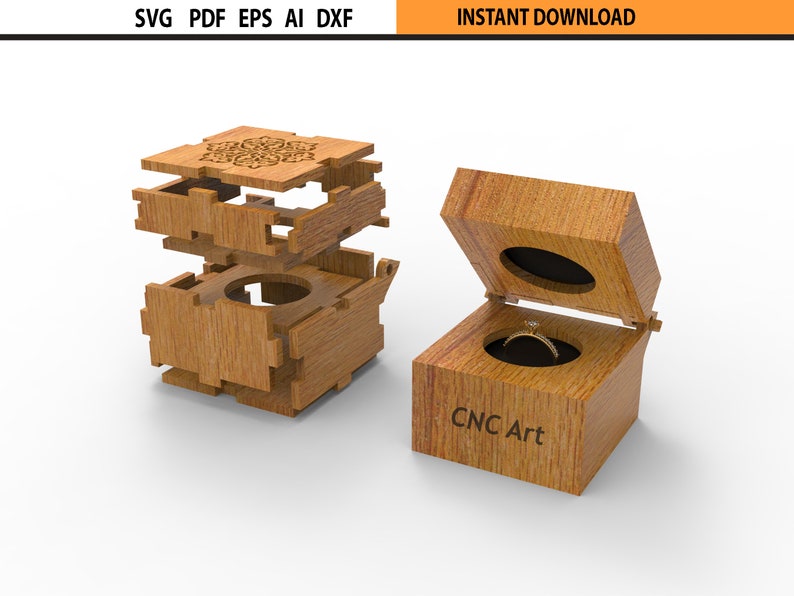 Laser Cut Ring Box Design File SVG 2set Bundle Ring Box Design File ...