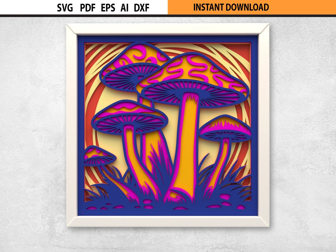 3D SVG Multilayer Mushroom Shadow Box SVG Multilayer Mandala Wall Art ...