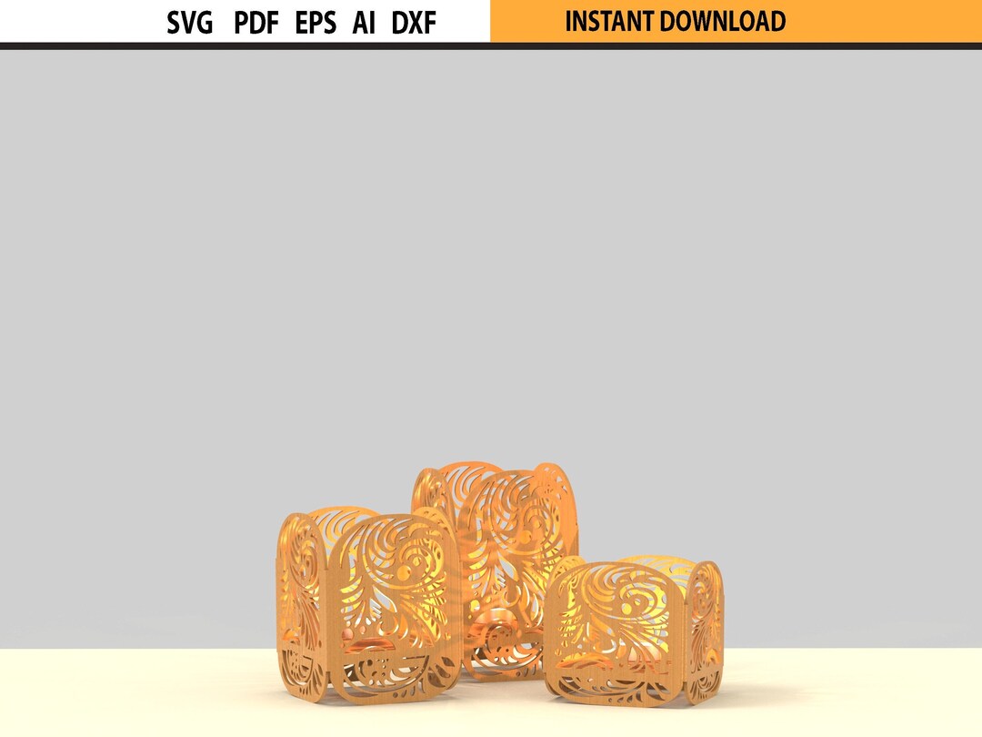 Laser Cut Tea Light Design Svg 3 Set Bundle, Laser Cut Tea Light Design ...