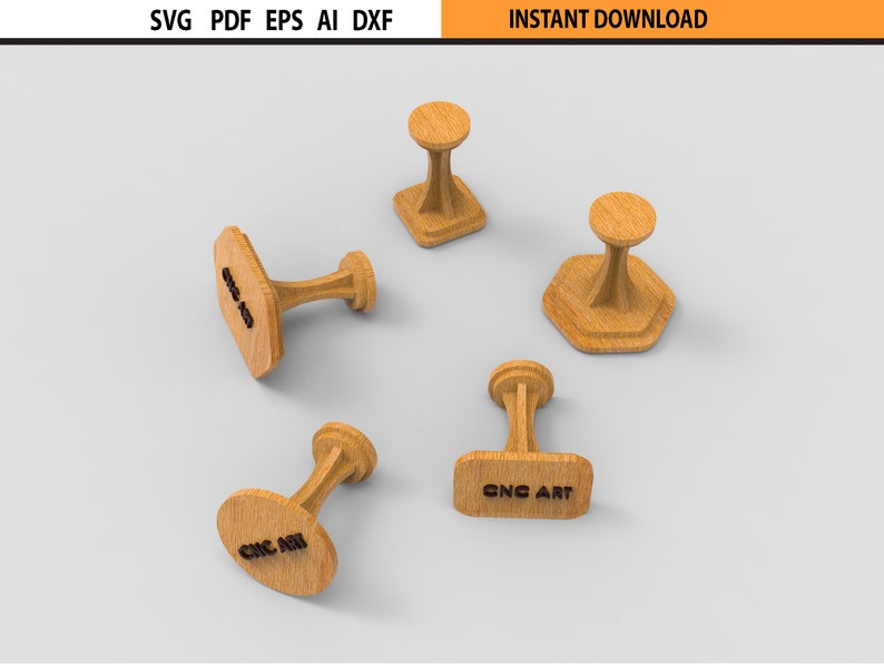 Holzstempel Individuell Laser Cut SVG DXF Bundle 5er Set Design-Vorlage ...