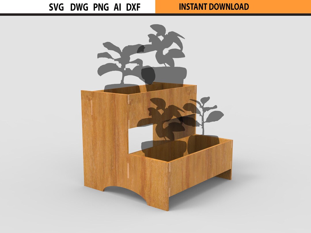 Laser Cut Plant Stand Display Design File, Cactus Wood Plant Shelf ...
