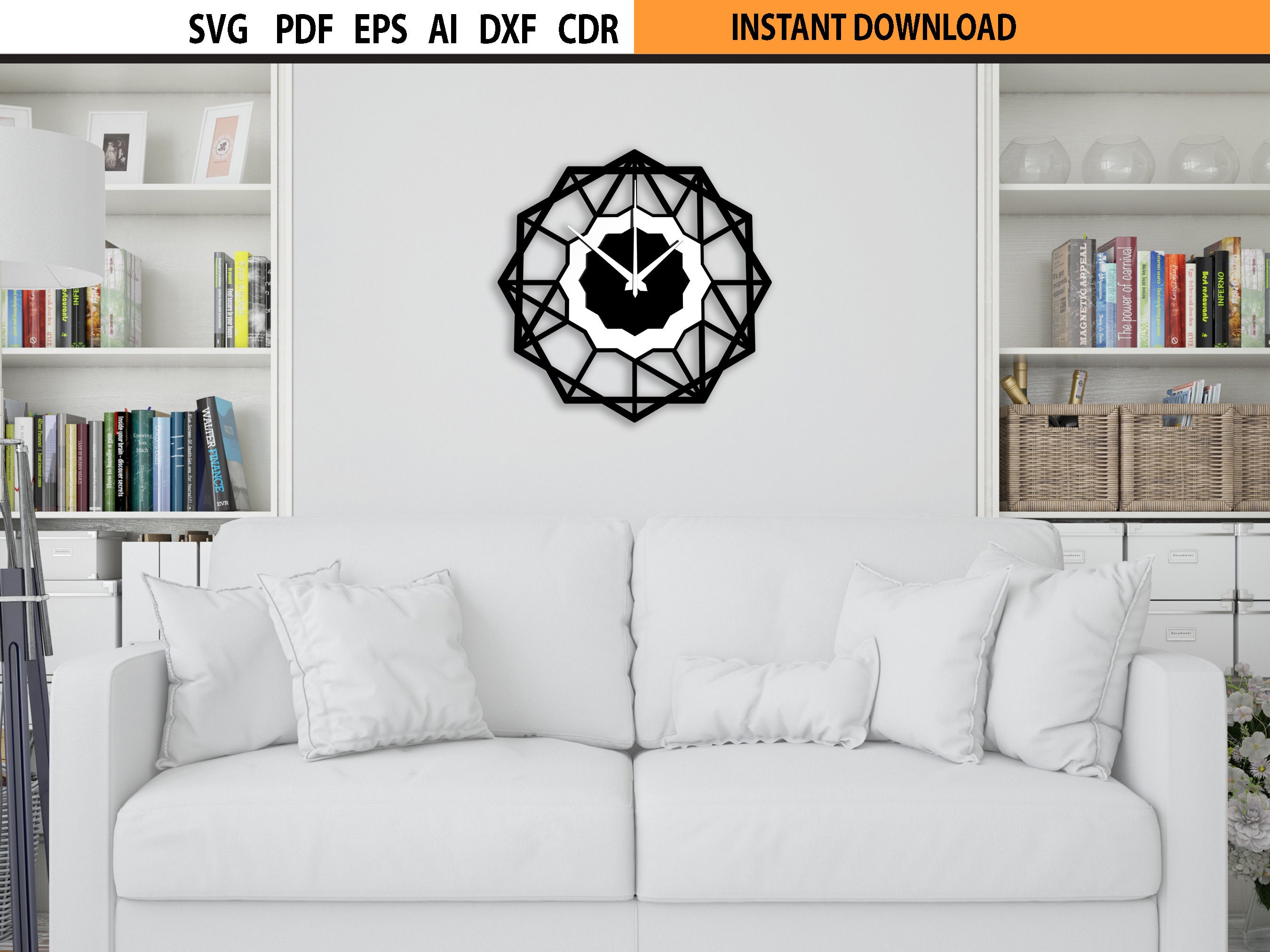 Laser Cut Wall Clock Svg File Design Glowforge Wall Clock Svg - Etsy