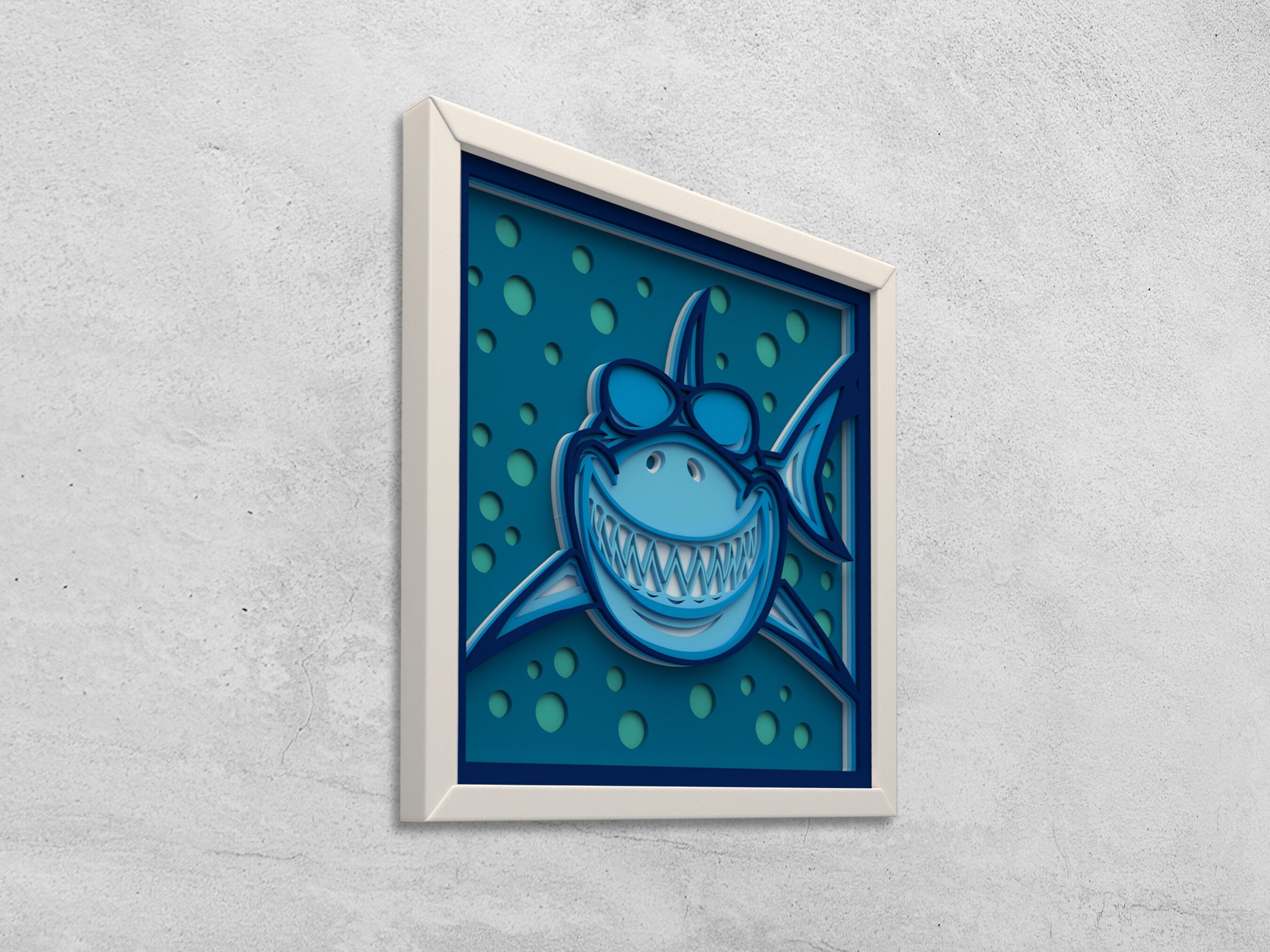 3D Multilayer Happy Shark Shadow Box SVG Multilayer Mandala Wall Art 3D ...