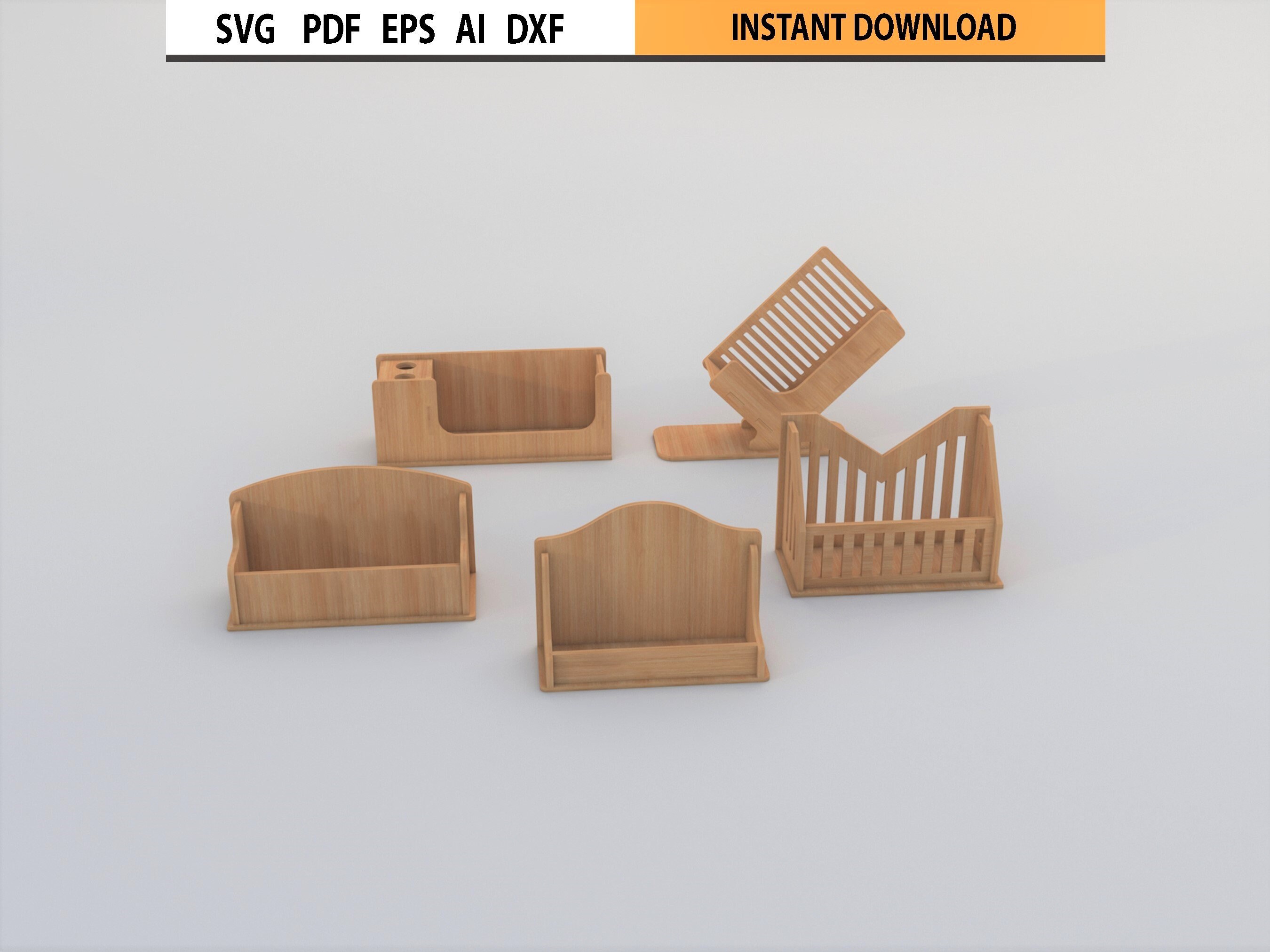 Business Card Holder Laser Cut SVG DXF Bundle Set of 5 Design - Etsy ...