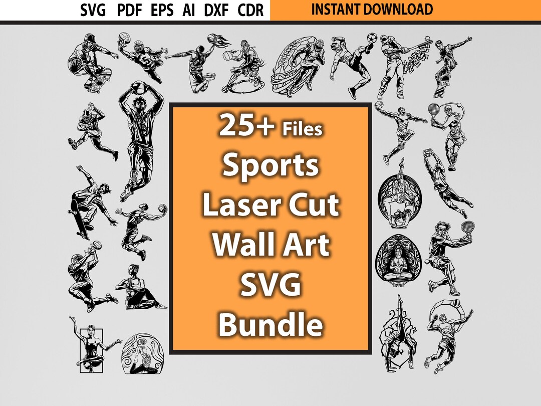 25 Sports SVG Bundle | Decorative Laser Cut Wall Art | DXF for Plasma ...