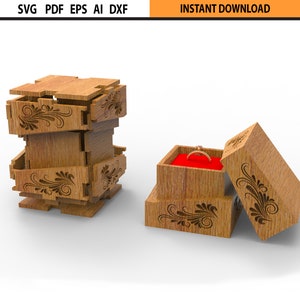 Laser Cut Ring Box Design File SVG 2set Bundle | Ring Box Design File ...