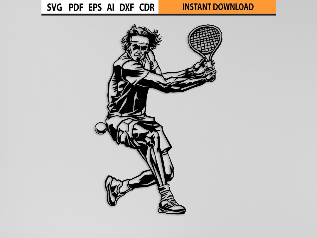 Tennis Player Man SVG PNG DXF Cricut Laser Cut Wall Art - Etsy