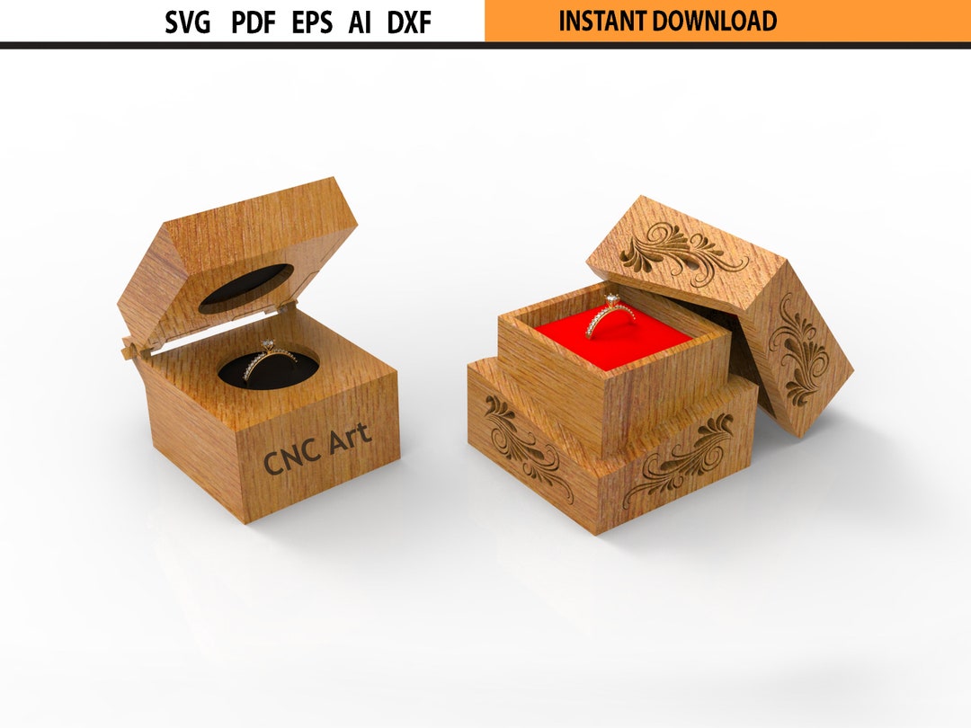 Laser Cut Ring Box Design File SVG 2set Bundle | Ring Box Design File ...