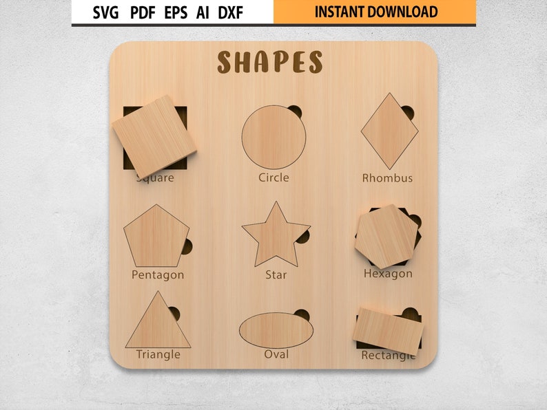 Laser Cut Montessori Puzzle SVG Bundle | Shapes, Fruits, Alphabet ...