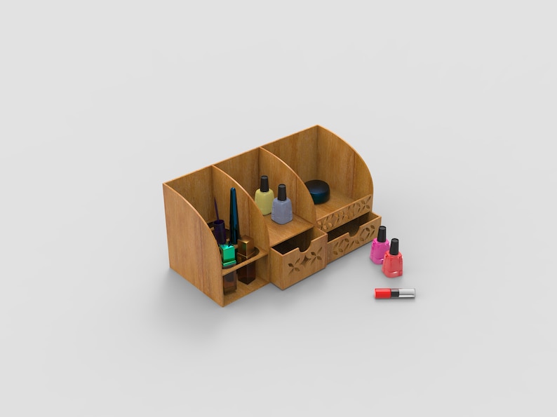 Laser Cut Makeup Organizer SVG Bundle | 2 Desktop Storage Box Designs ...