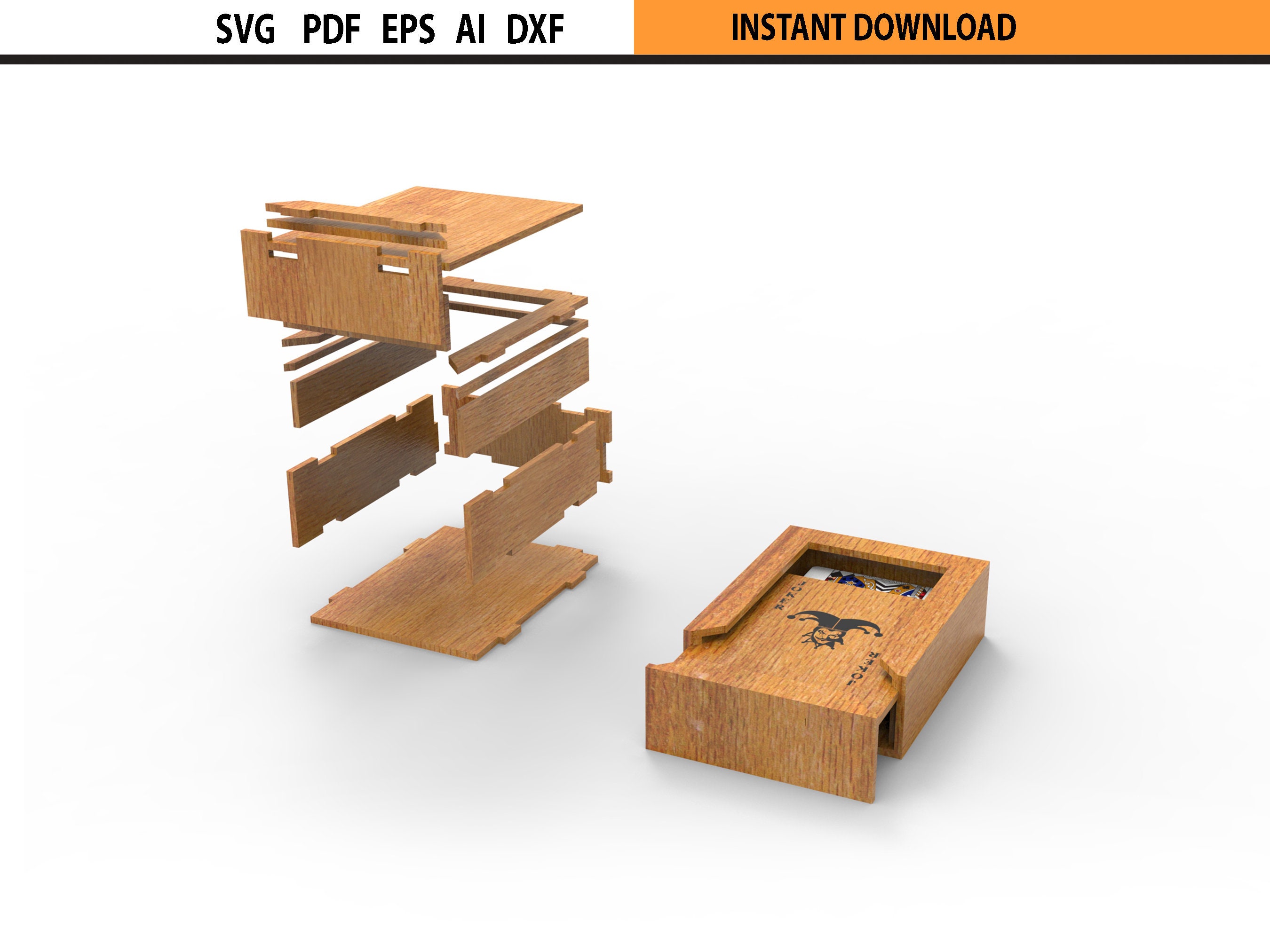 Laser Cut Poker Playing Cards Box Design File SVG 2set Bundle Playing ...