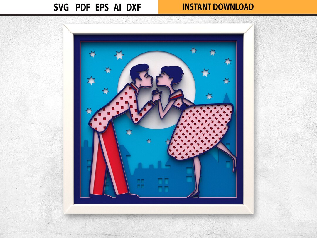 Couple Kissing SVG, 3D Layered Mandala, Laser Cut Files (digital ...