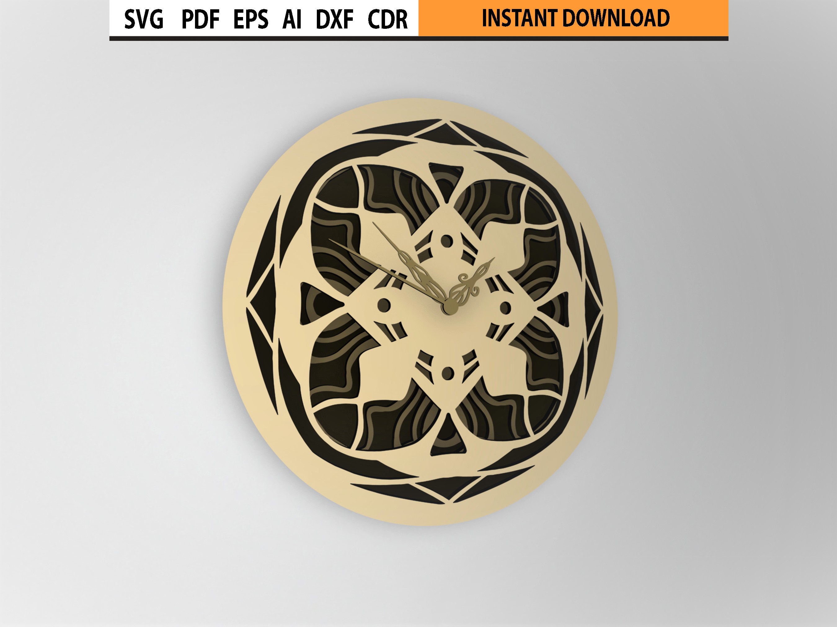 Laser Cut Wall Clock Svg File Design Glowforge Wall Clock Svg - Etsy