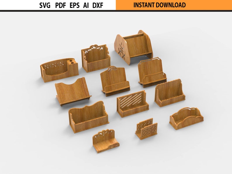 Laser Cut Business Card Holder SVG Bundle | 12 Designs (digital ...