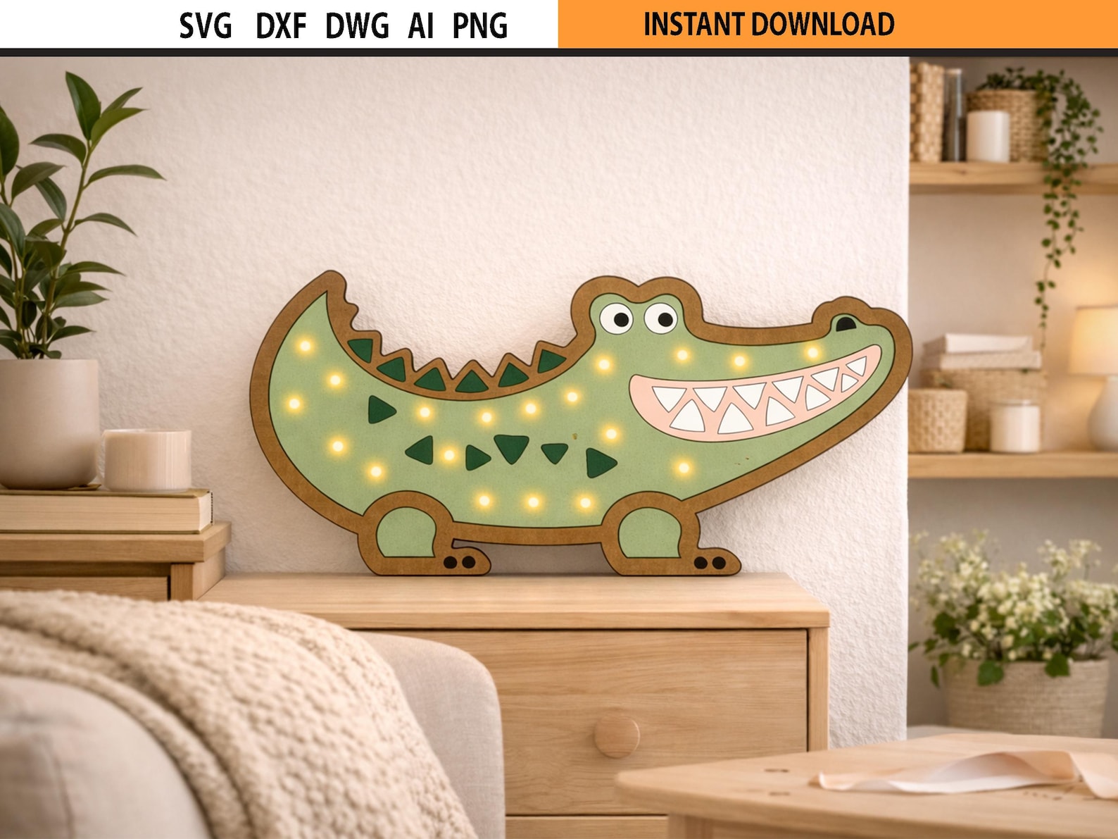 Laser Cut Night Light SVG 8 Design Animal Bundle Multilayer Kids Room ...