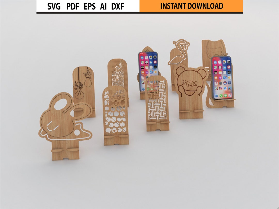 Laser Cut Phone Stand SVG, Cell Phone Holder Designs (digital Download ...