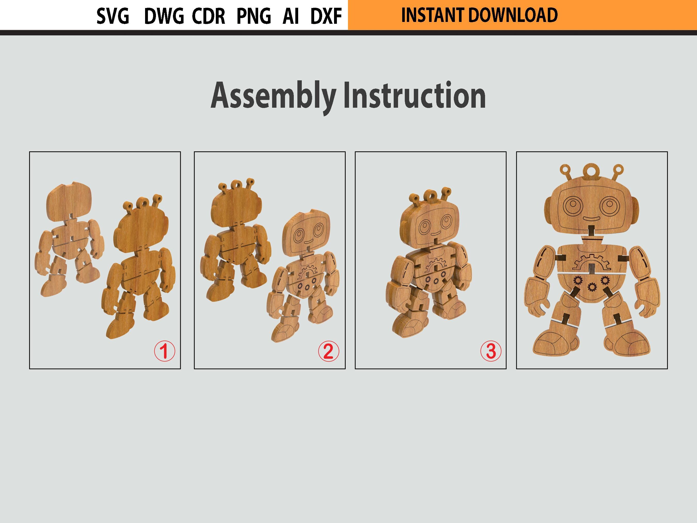 Laser Cut Robot Keychain, Robot Bag Charm Design, Flexible Keyring ...