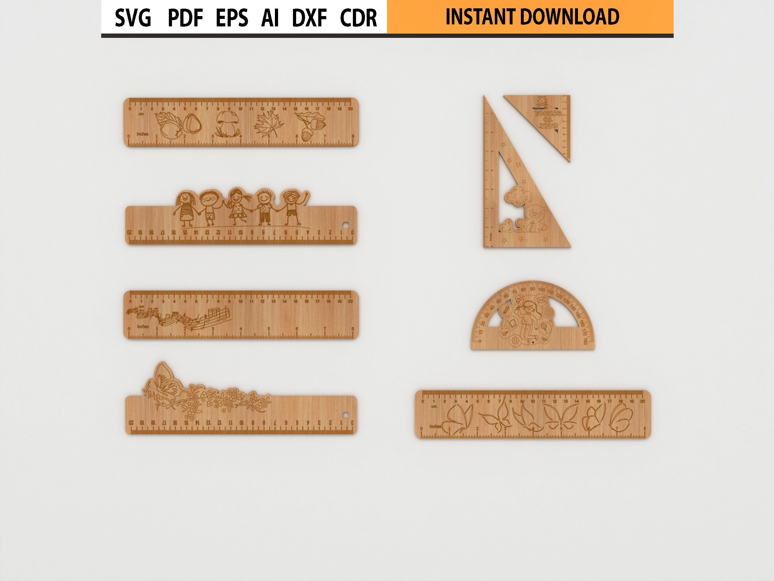 Ruler Design Bundle Centimeters and Inches , Ruler Set of 16 SVG DXF ...
