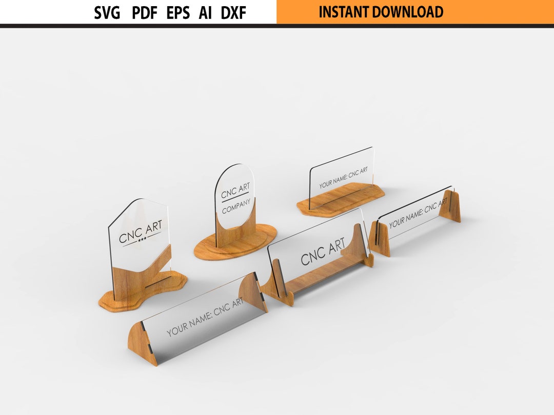 Laser Cut Desk Name Plate SVG Bundle, Acrylic Stand (digital Download ...