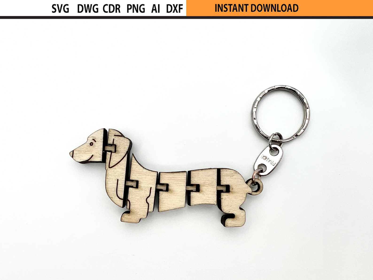 Laser Cut Flexible Keychain Dachshund Design, Movable Wooden Dog ...
