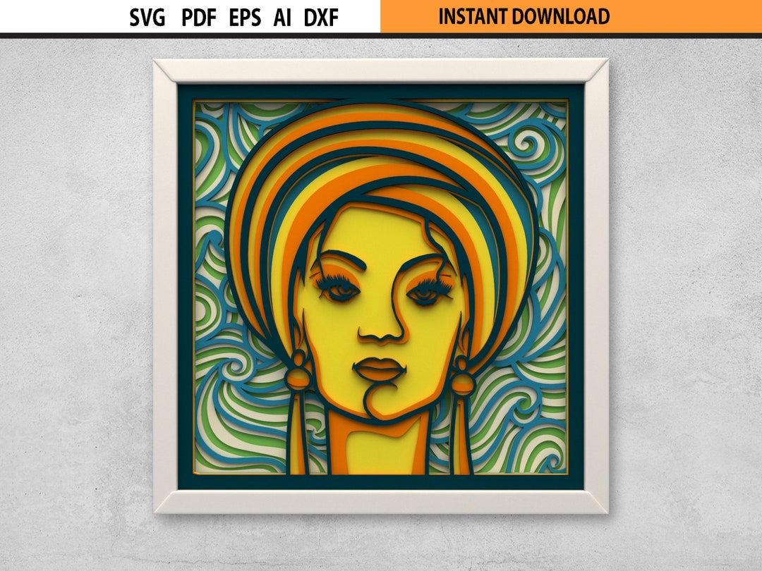 3D African Woman Portrait Shadow Box SVG, Multilayer Mandala Art ...