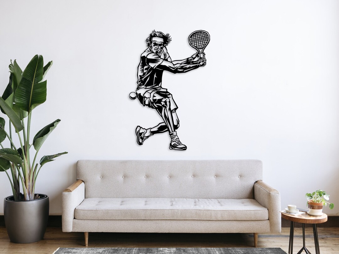 Tennis Player Man SVG PNG DXF, Laser Cut Wall Art, Metal Wall Art Svg ...