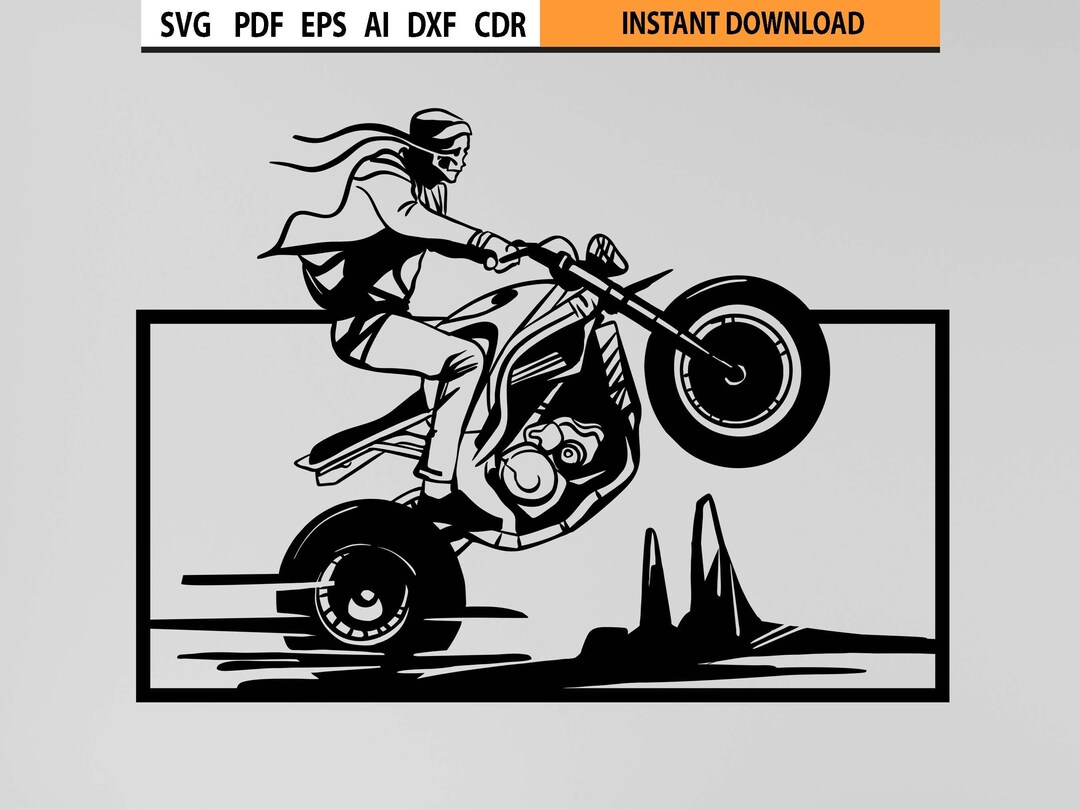 Motorcycle Wheelie Vector Art SVG PNG DXF Digital Download - Etsy
