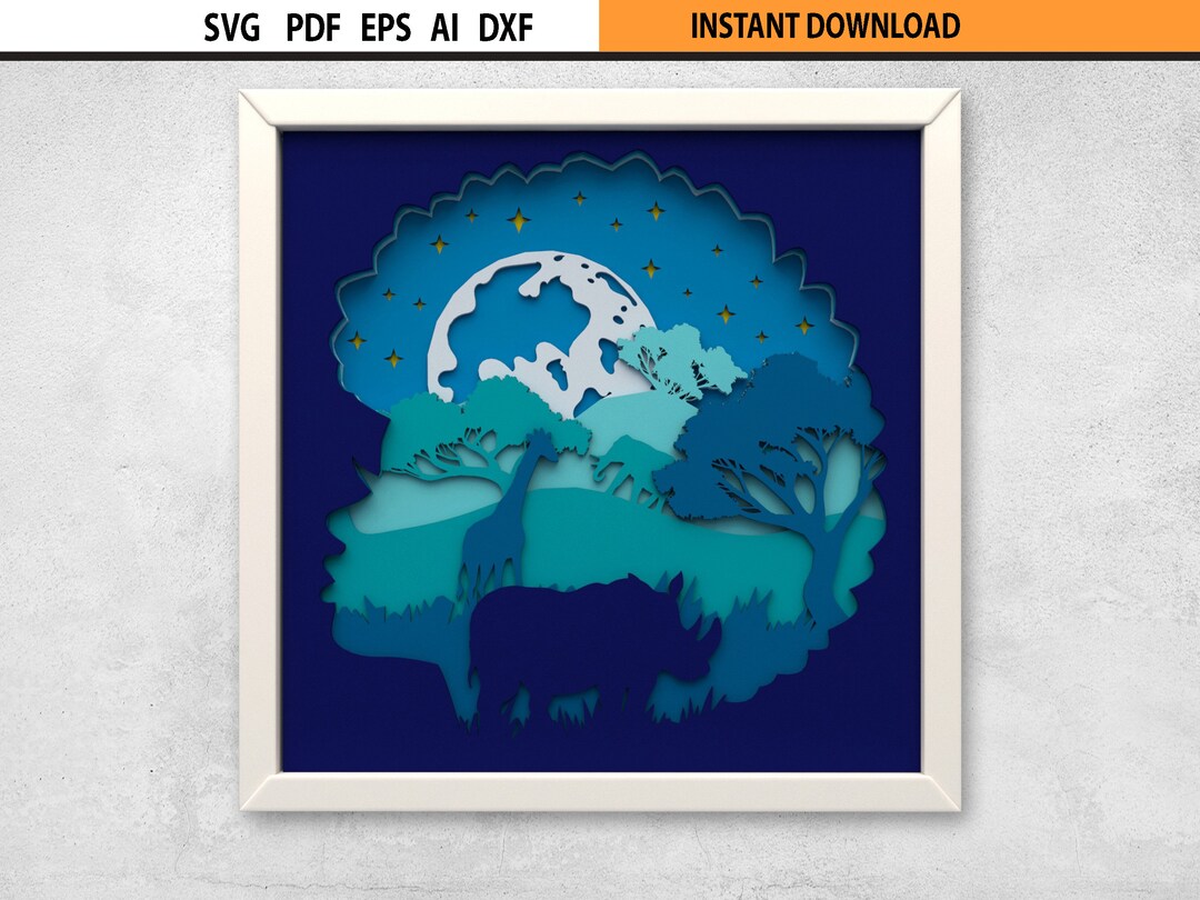 3D Multilayer African Jungle Shadow Box SVG | Multilayer Mandala Wall ...