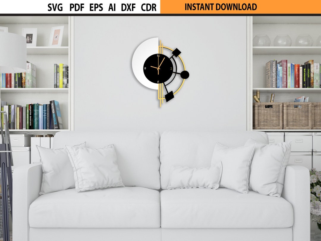 Laser Cut Wall Clock Svg File Design Glowforge Wall Clock Svg Laser Cut ...