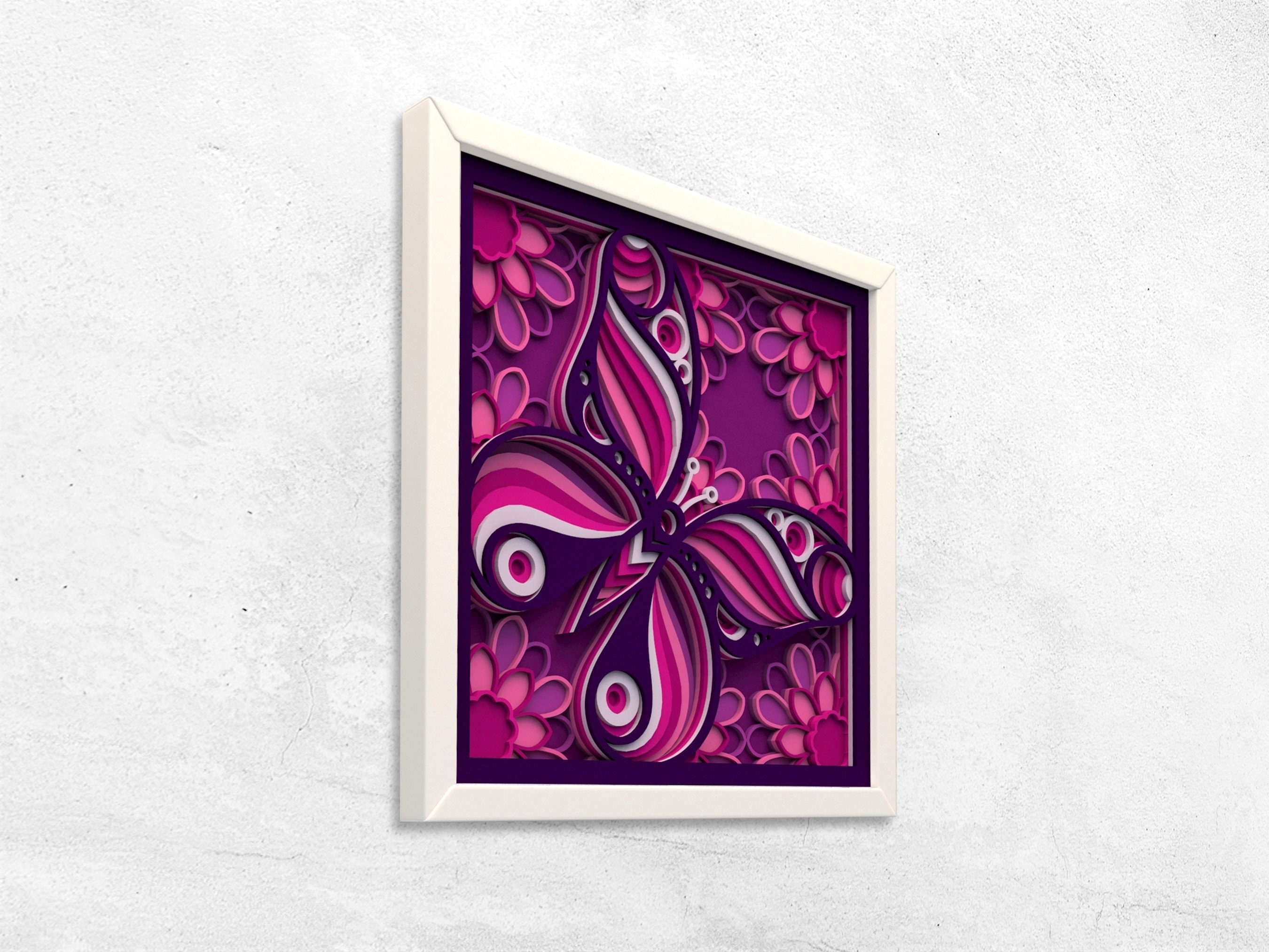 3D Multilayer Butterfly Shadow Box SVG Layered Butterfly Mandala Wall ...