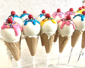 Mini Cakes and Cake Pop Ice Cream Cone Party Package, Cake Pops With ...