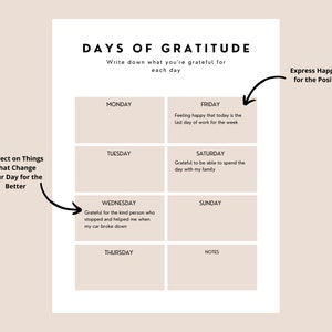 Simple Fillable Days of Gratitude Planner, Digital Days of Gratitude ...