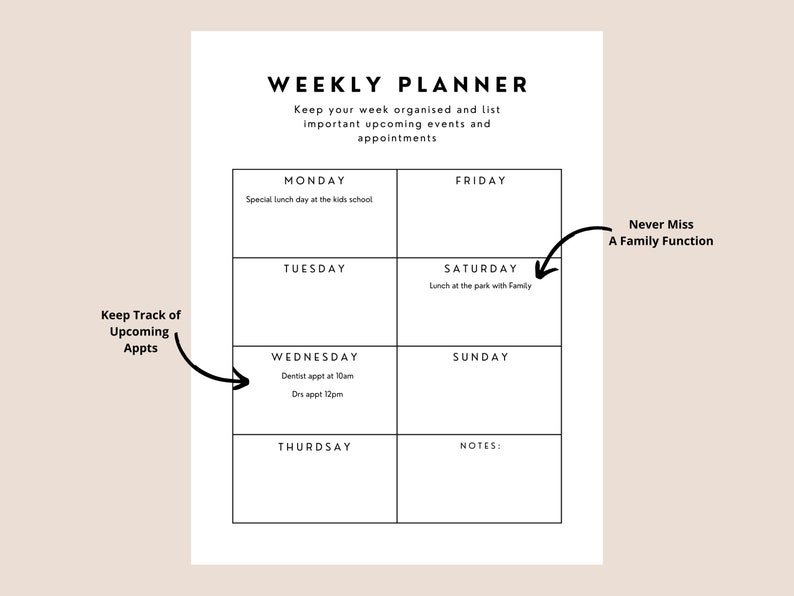 Simple Fillable Weekly Planner, Fillable and Printable Planner, Weekly ...