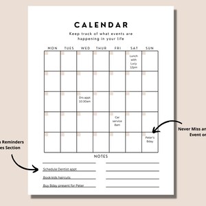 Simple Monthly Fillable and Printable Grid Planner, Event and ...