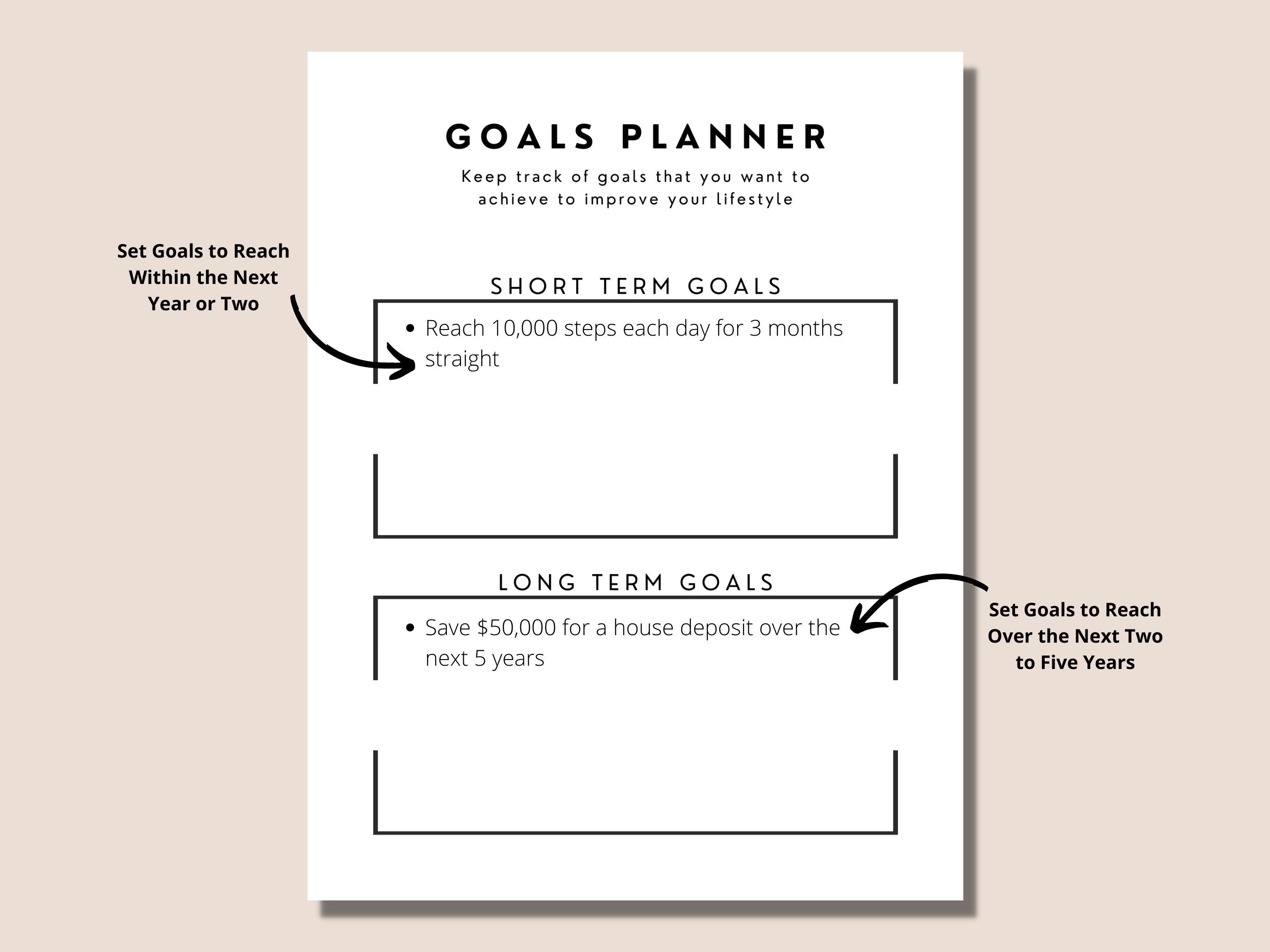 Simple Fillable and Printable Goal Planner, Short Term and Long Term ...