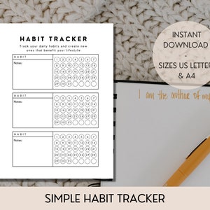 Simple Fillable and Printable Habit Tracker, Monthly Habit Tracker ...