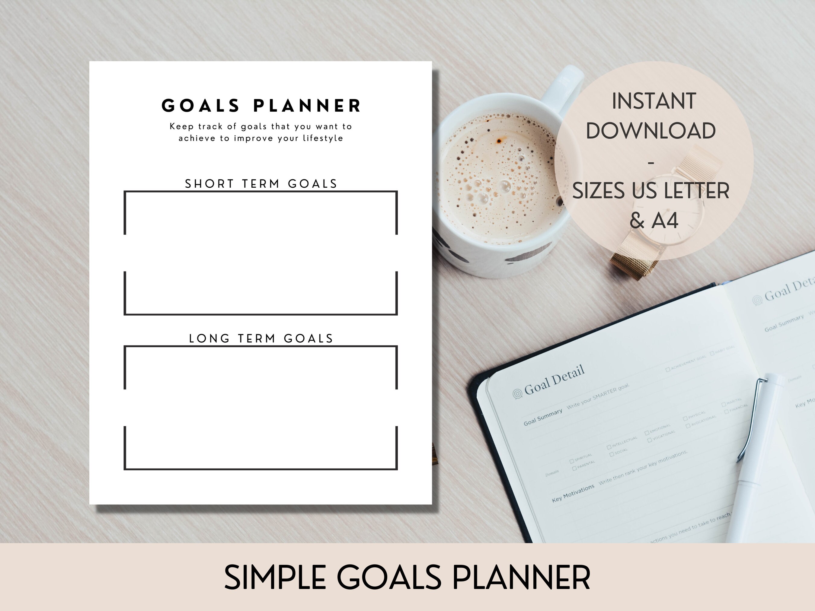 Simple Fillable And Printable Goal Planner Short Term And Long Term