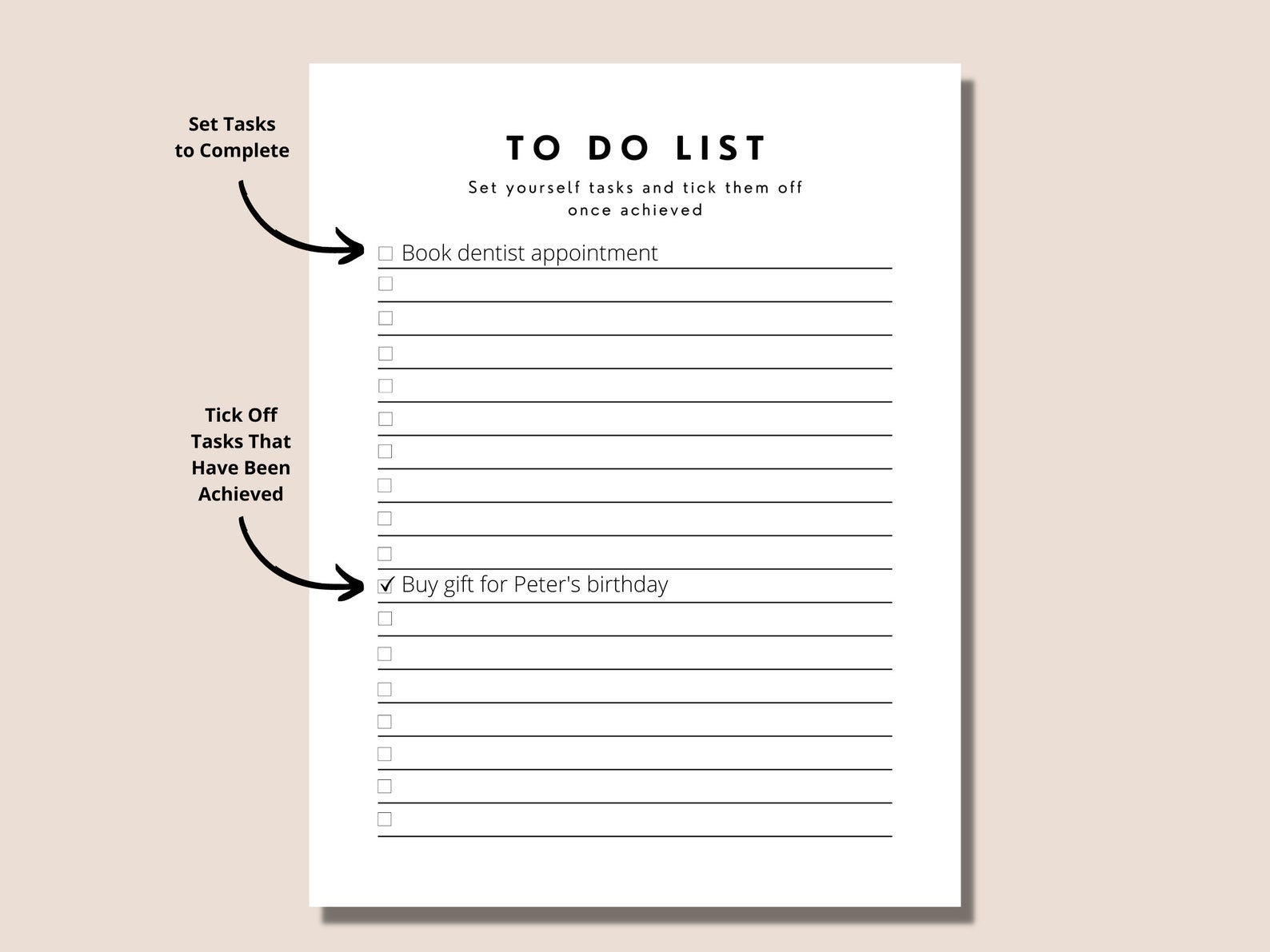 Simple Fillable and Printable to Do List, to Do List Planner, Tick off ...