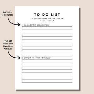 Simple Fillable and Printable to Do List, to Do List Planner, Tick off ...