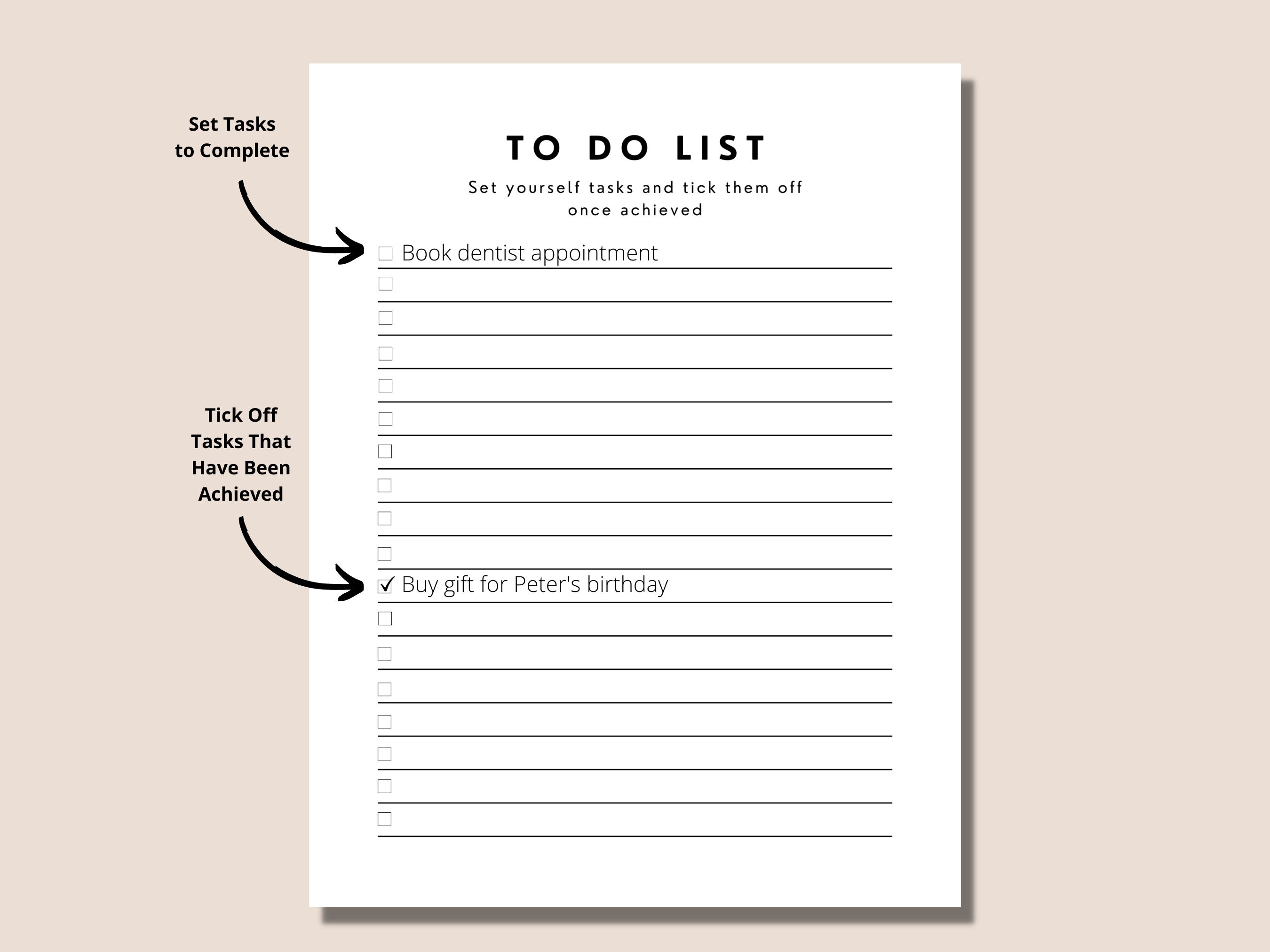 Simple Fillable and Printable to Do List, to Do List Planner, Tick off ...
